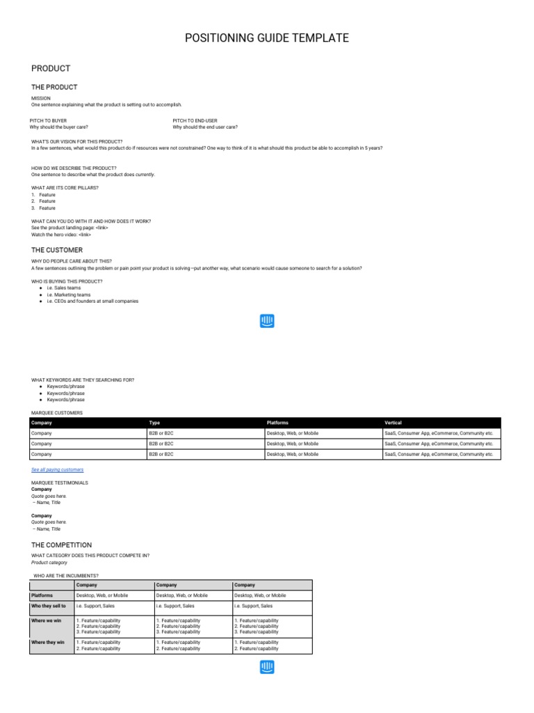 Positioning Guide Template: Product | PDF | Search Engine Optimization ...
