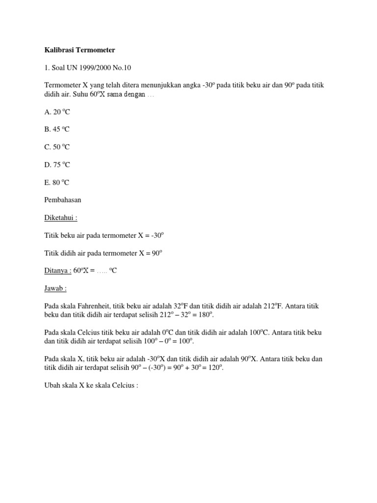Kalibrasi Termometer Soal Pemuaian Dan Kalor | PDF