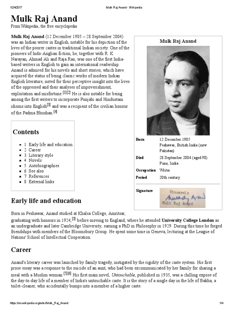 Mulk Raj Anand Wikipedia PDF | PDF