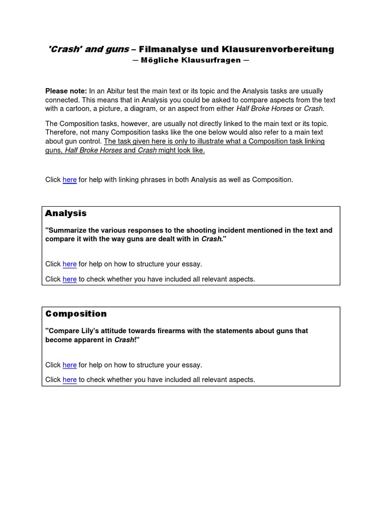 Analysis of Crash The Movie | PDF | Gun Control | Gun