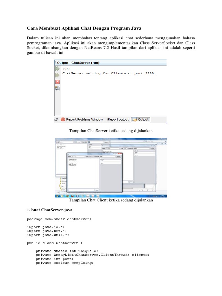 Aplikasi Chat Sederhana dengan Java | PDF | Platform Komputasi | Area Ilmu Komputer
