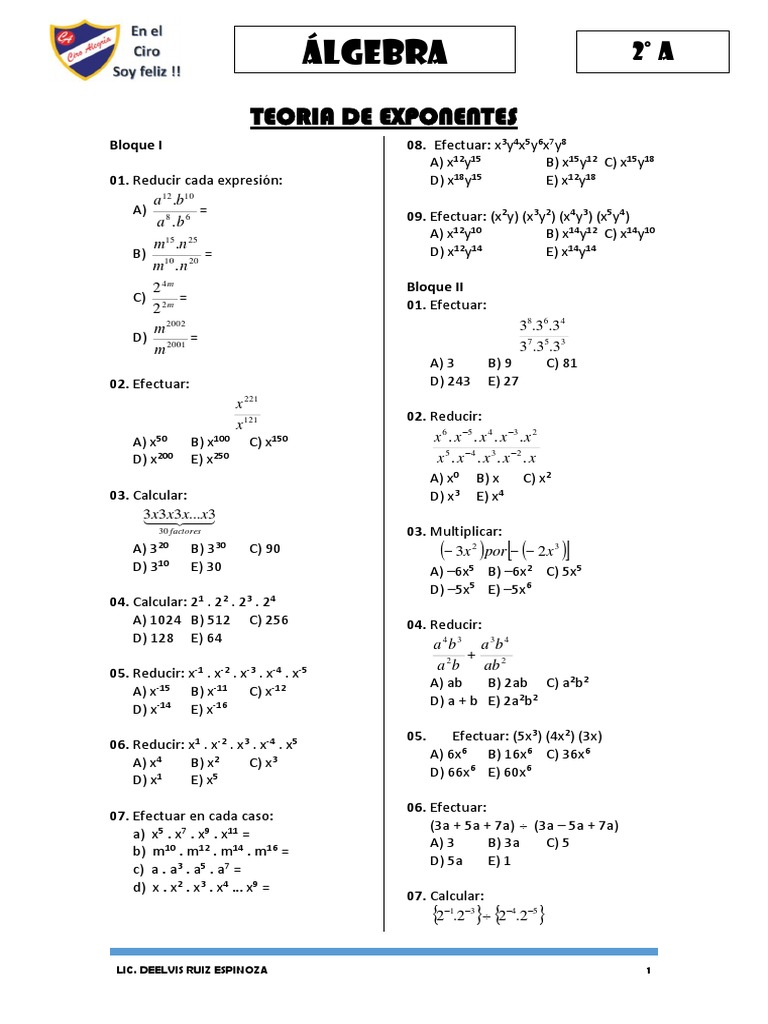 Ficha Alg Unidad 2 | PDF | Agitación