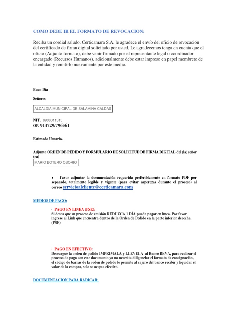 Como Debe Ir El Formato de Revocacion | PDF | Business