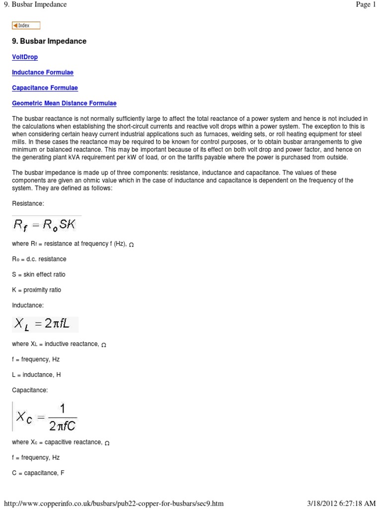 Busbar Impedance | PDF | Electrical Impedance | Inductance