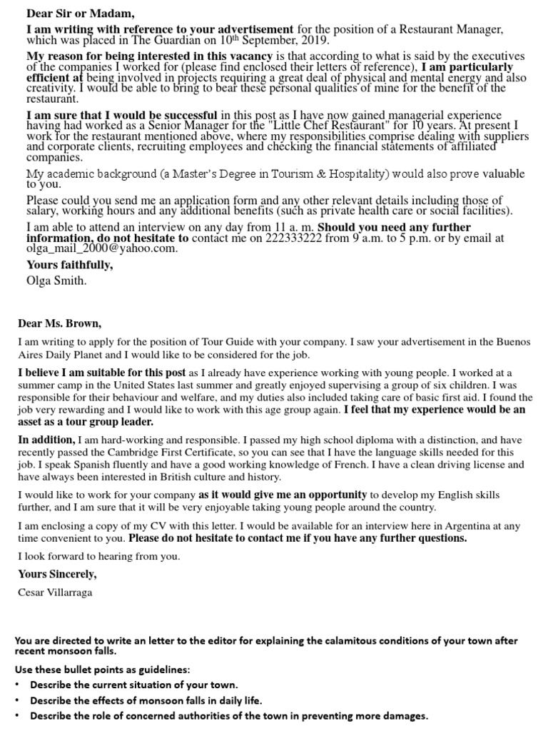 Letter Samples | PDF | Employment | Business