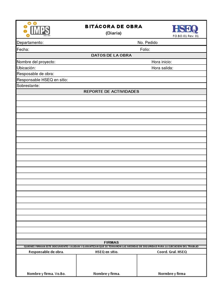 Formato Bitacora | PDF