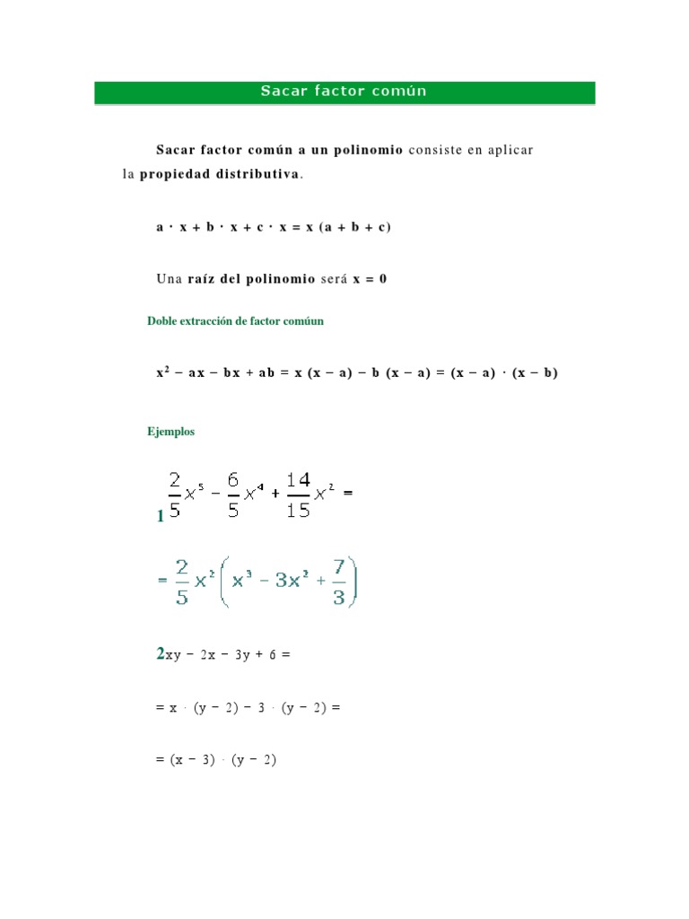 Sacar Factor Común | PDF