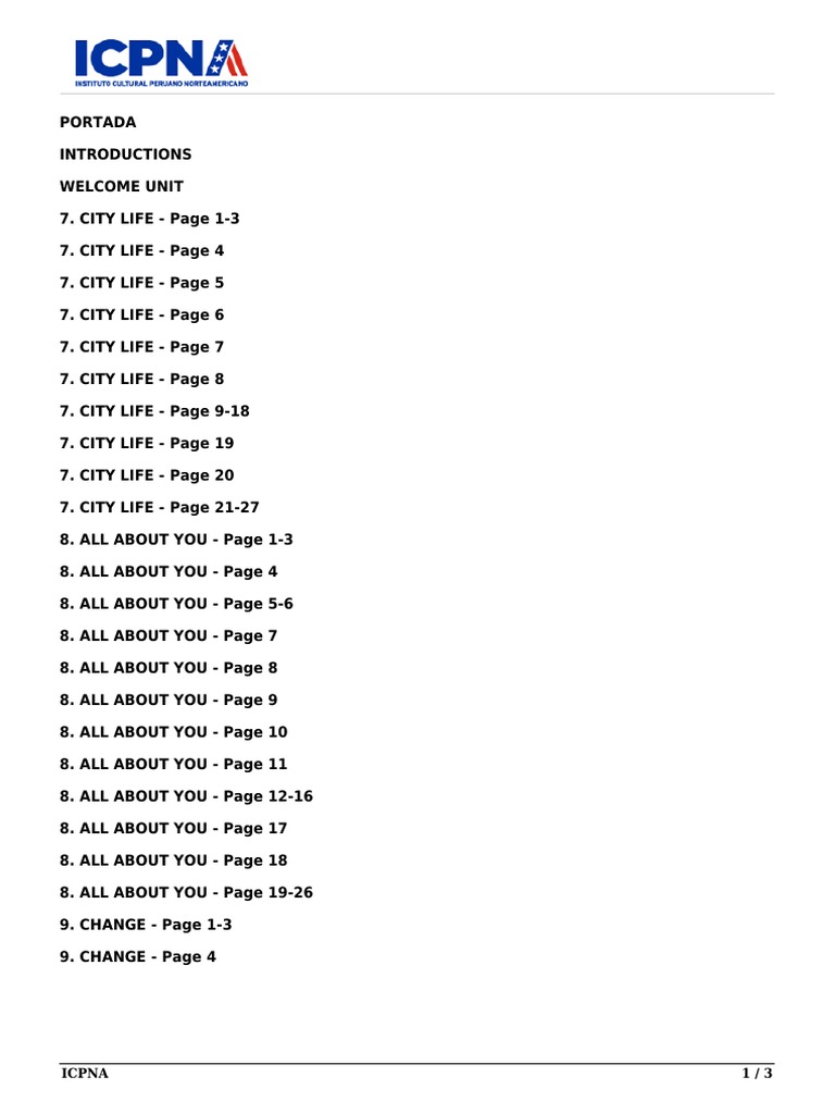 ICPNA English Course Units Overview | PDF