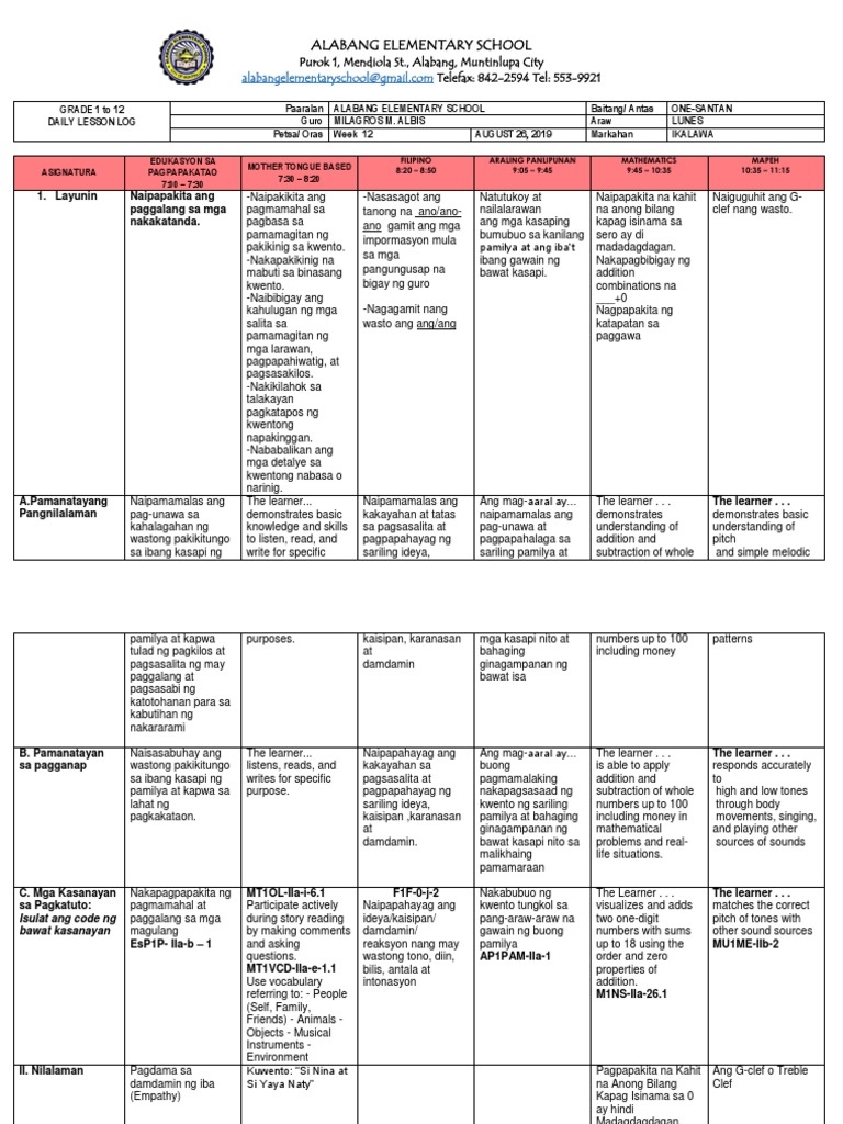 DDL FOR GRADE ONEDay-1 | PDF
