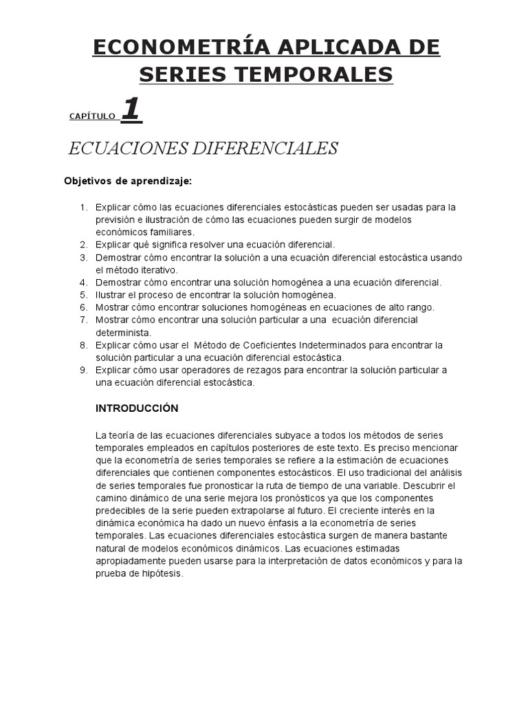 Econometría Aplicada de Series Temporales | PDF | Econometría | Ecuaciones diferenciales