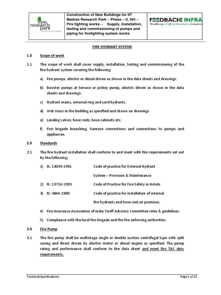 Fire Hydrant System Specifications | PDF | Pipe (Fluid Conveyance ...