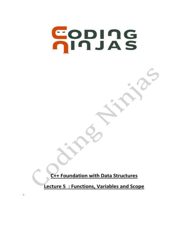 C Foundation With Data Structures Lecture 5 Functions Variables And 7198