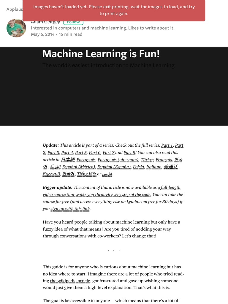 Machine Learning Is Fun PDF | PDF | Machine Learning | Statistical ...