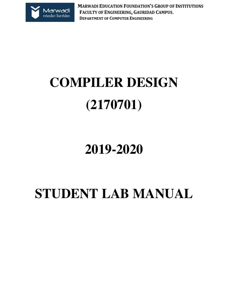 Compiler Design Lab Manual 2019-2020 | PDF | Parsing | C (Programming Language)