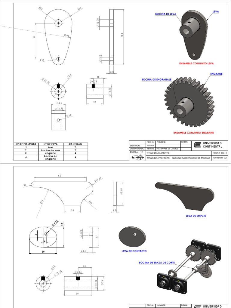 Planos Conjunto Engrane y Levas