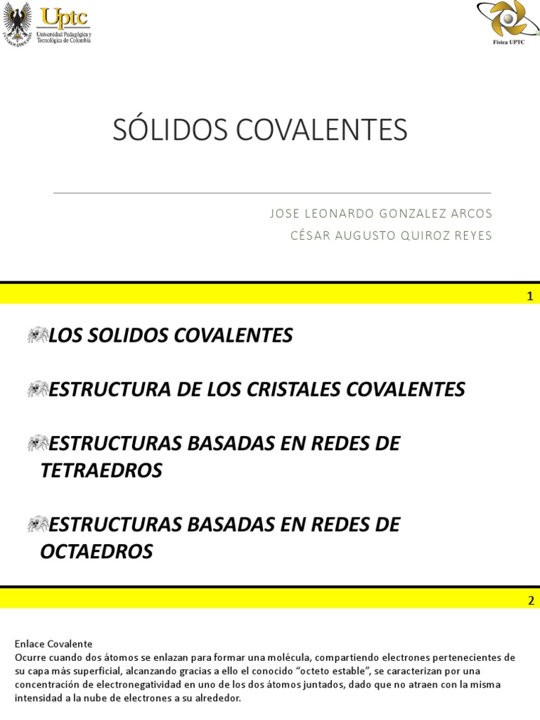 Estructuras de Sólidos Covalentes | PDF | Enlace covalente | Enlace químico