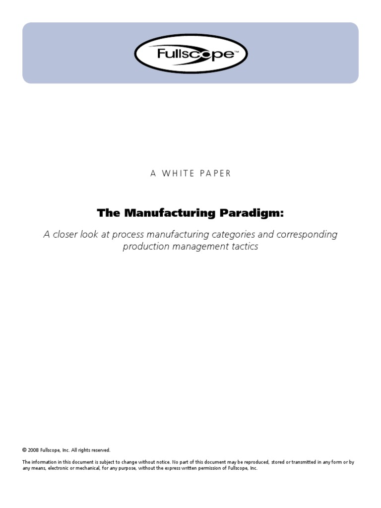 Manufacturing Paradigm Process Vs Discrete White Paper | PDF