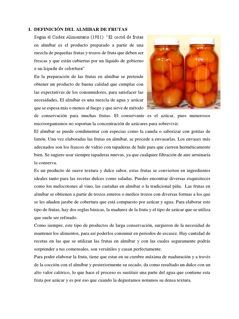 Definición y Proceso del Almíbar de Frutas | PDF | melocotón | Alimentos