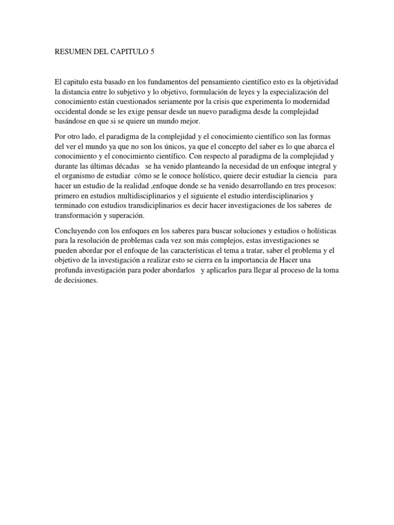 Resumen Del Capitulo 5 | PDF