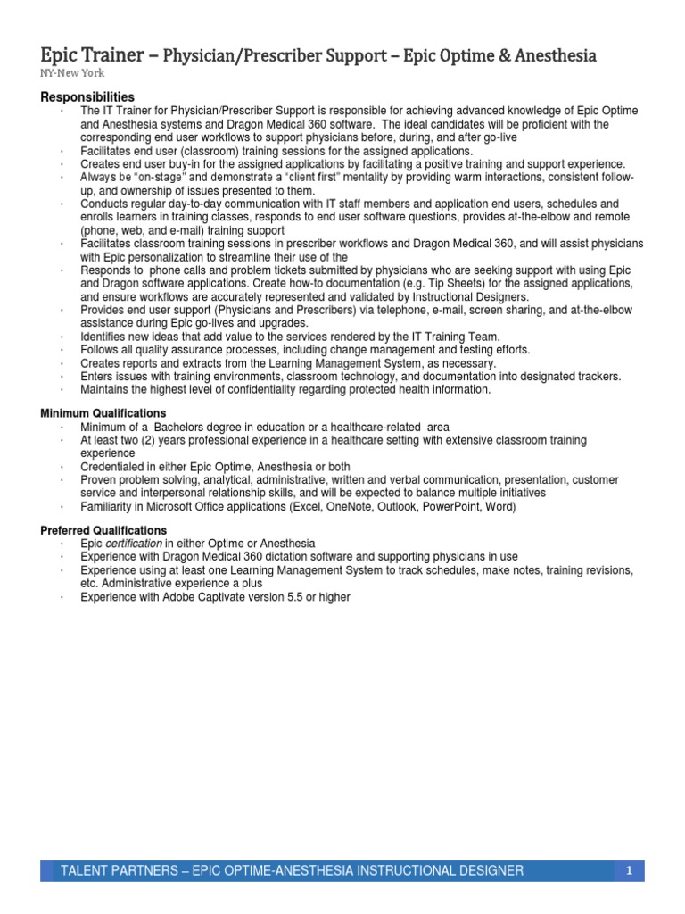 Epic Trainer Physicians Providers Optime Anesthesia 5 2019 | PDF ...