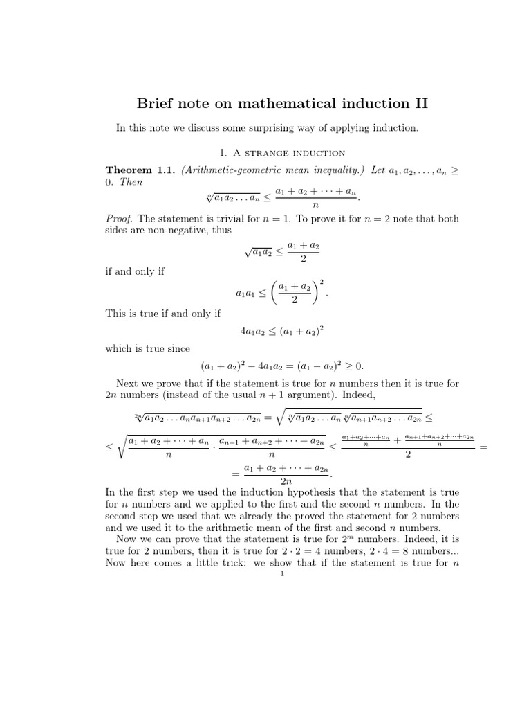 Brief Note On Mathematical Induction II | PDF | Vertex (Graph Theory ...