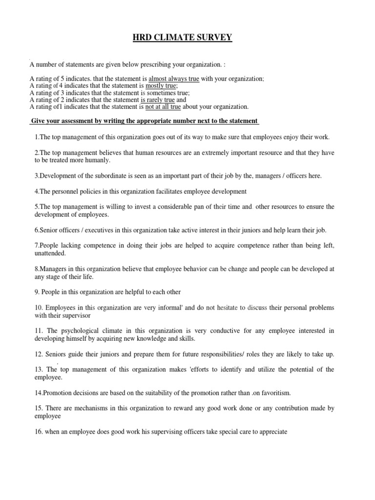 HRD Climate Survey | Download Free PDF | Performance Appraisal ...