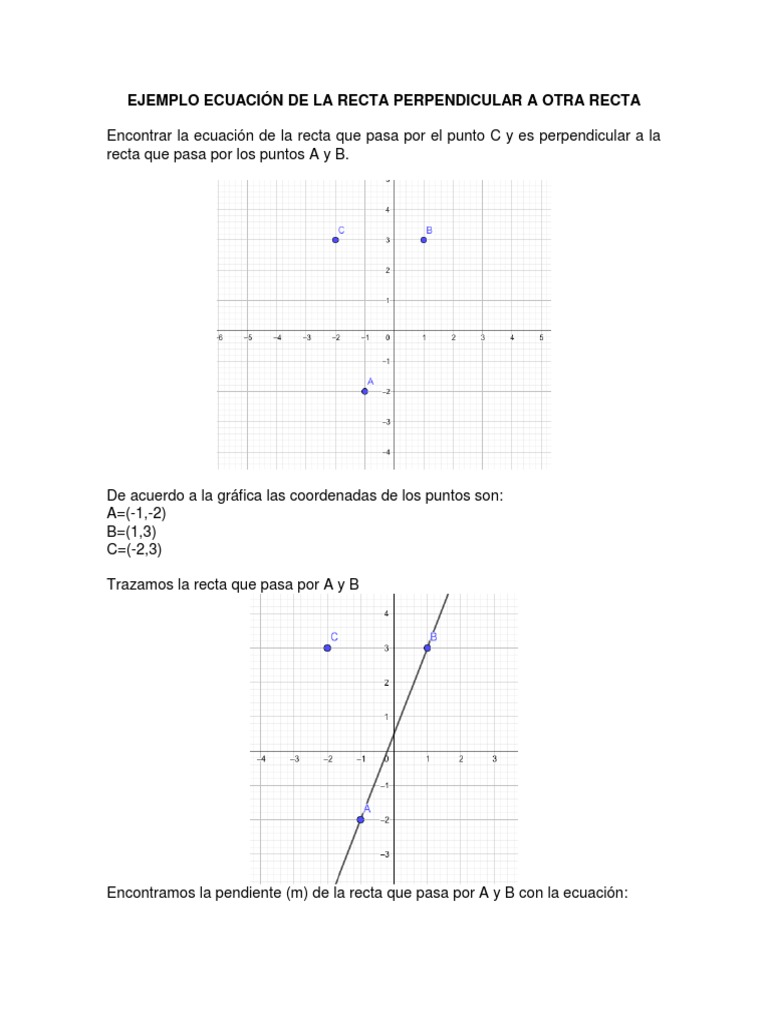 Ejemplo Ecuación de La Recta Perpendicular A Otra Recta | PDF | Línea ...