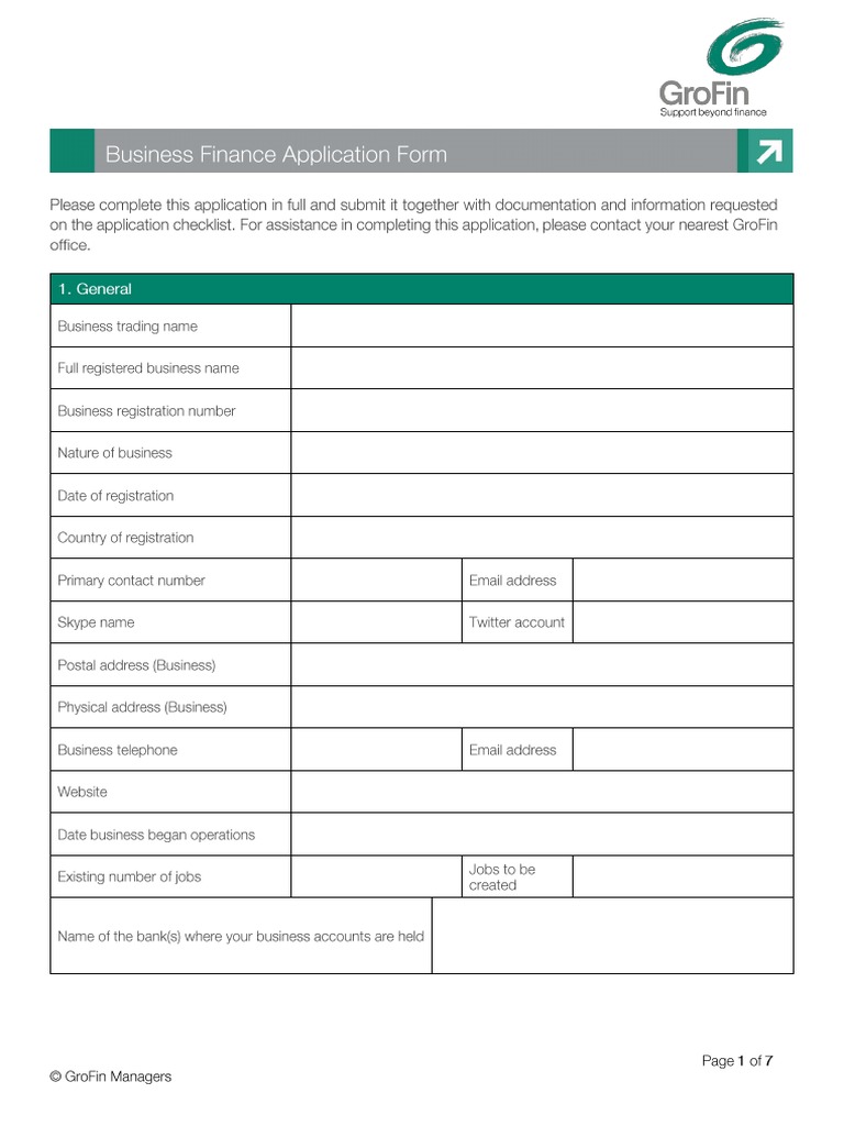 GroFin Application Form | PDF