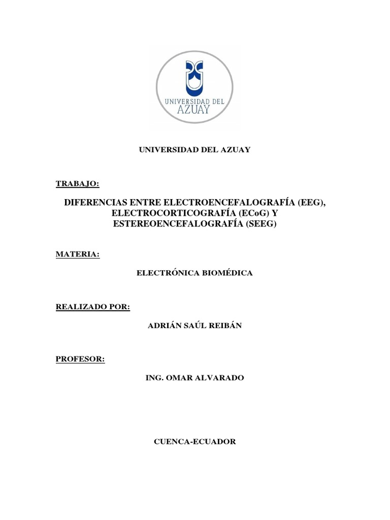 Diferencias Entre Electroencefalografía (Eeg), Electrocorticografía ...