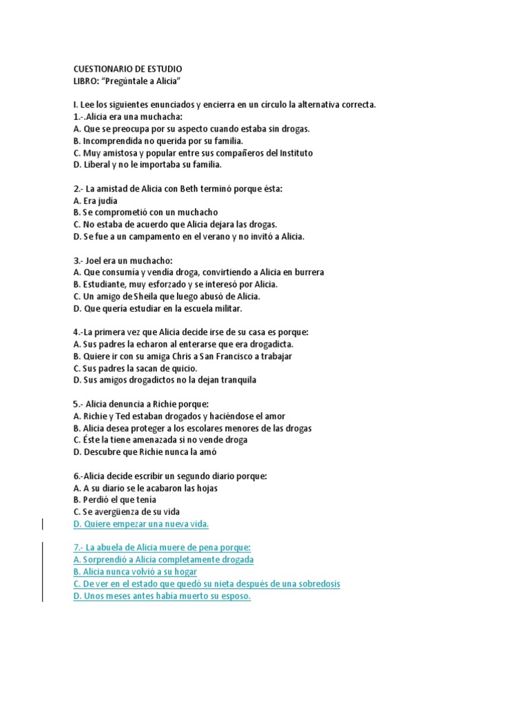 Preguntale A Alicia 5 | PDF