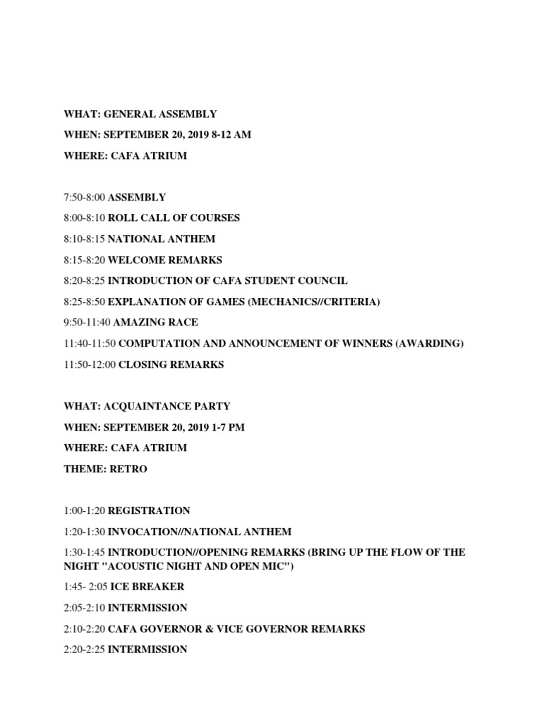 Program For Akwe and GA | PDF | Leisure