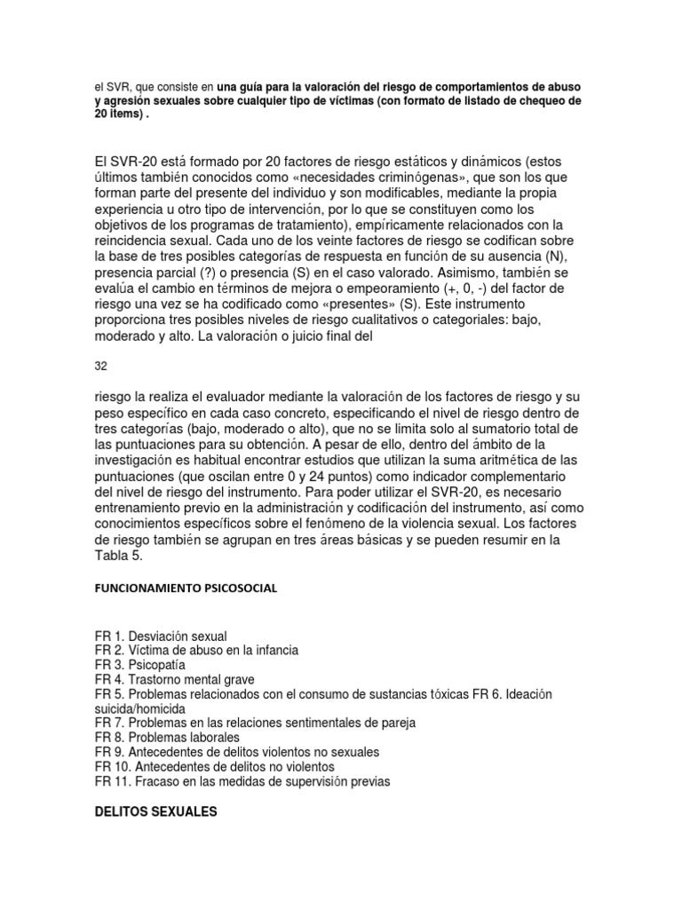 SVR 20 | PDF | Ciencias del comportamiento | Sicología