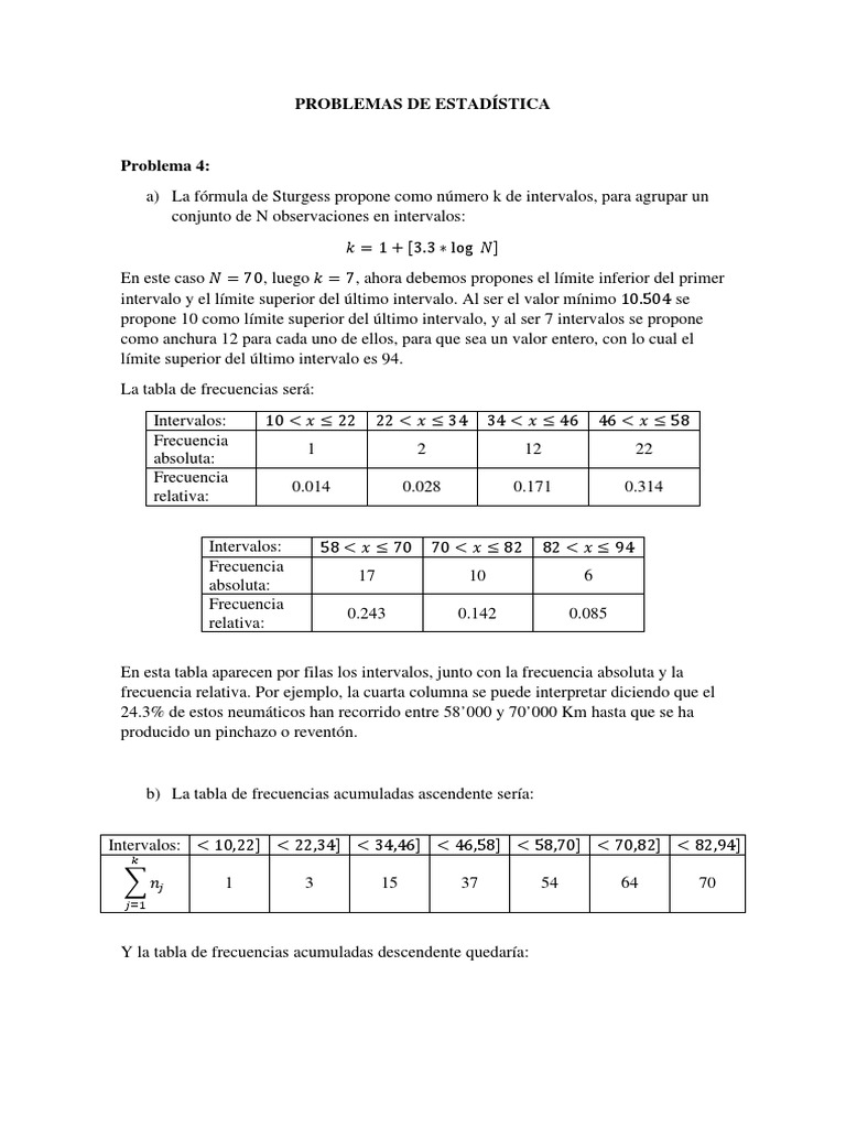 Problemas de Estadística | PDF | Oblicuidad | Desviación Estándar
