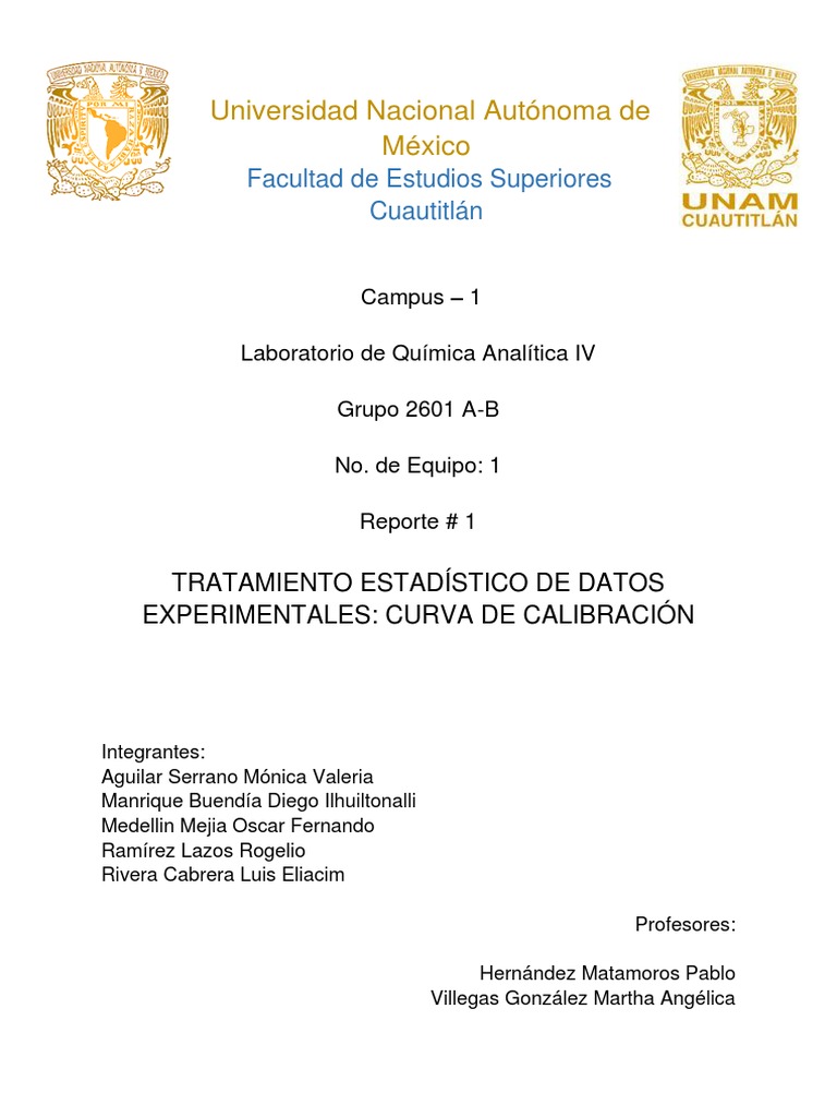 Práctica 1 QA IV | PDF | Química analítica | Calibración