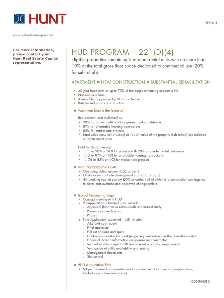 Hud 221D4 | PDF | Real Estate Appraisal | Mortgage Loan