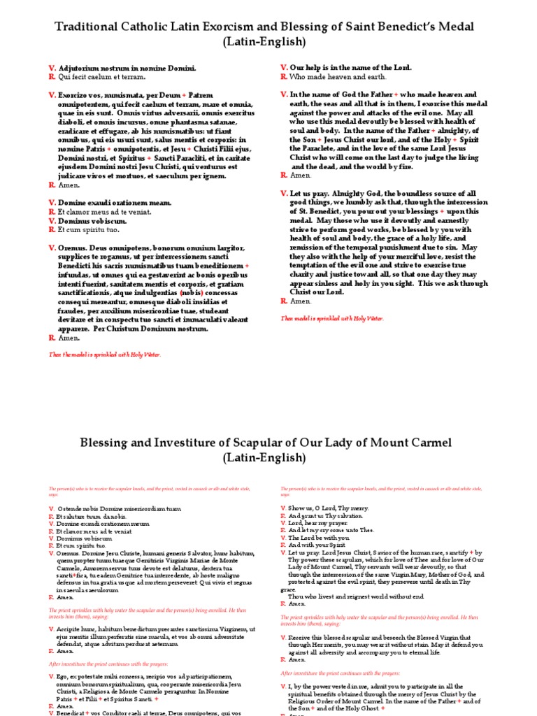 Traditional Catholic Latin Exorcism and Blessing of Saint Benedict's ...