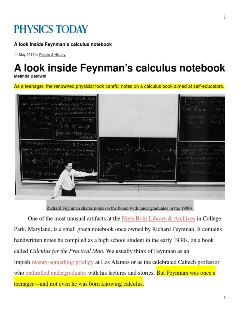 Feynman's Calculus Notebook Insights | PDF | Richard Feynman | Science