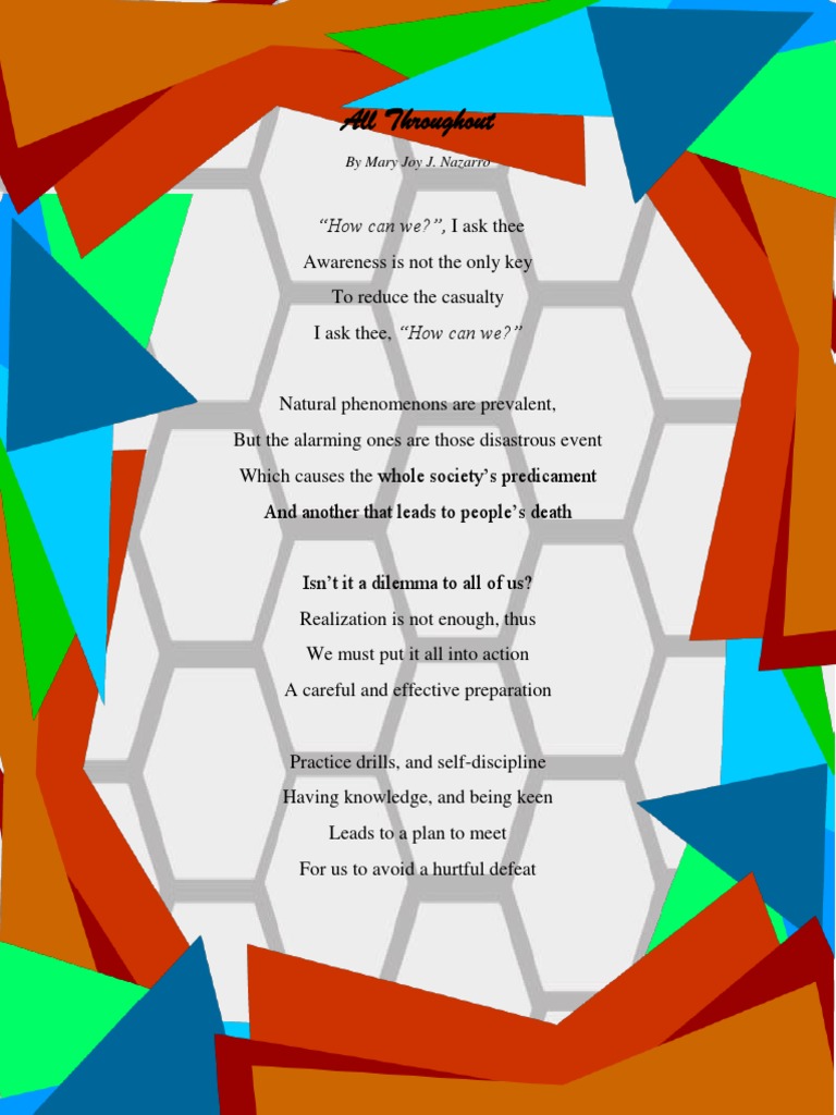 Disaster Risk Reduction Poem | PDF