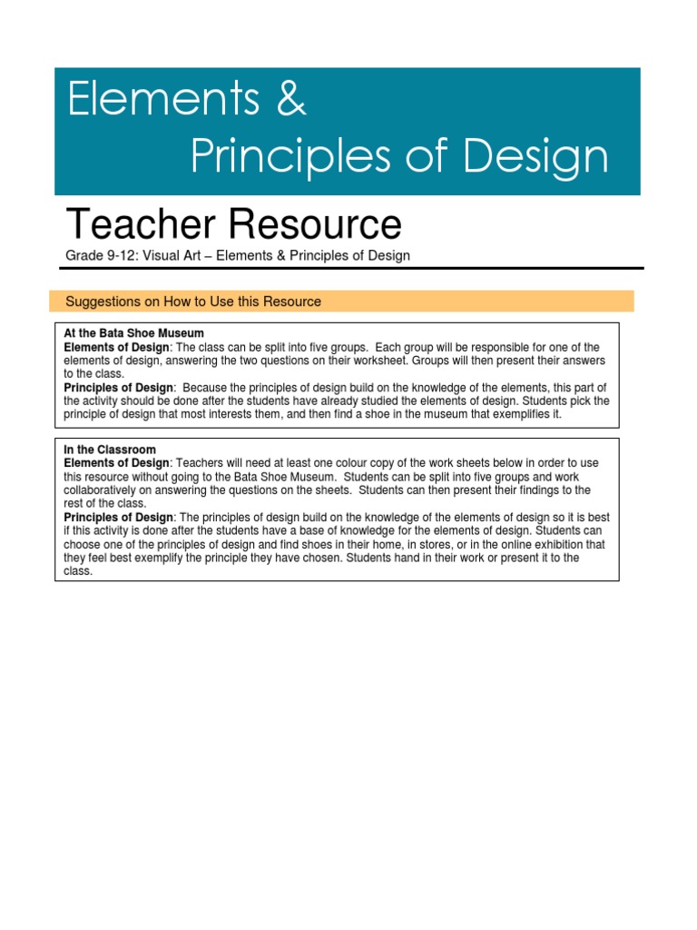 Elements & Principles of Design: Teacher Resource | PDF | Shape | Color