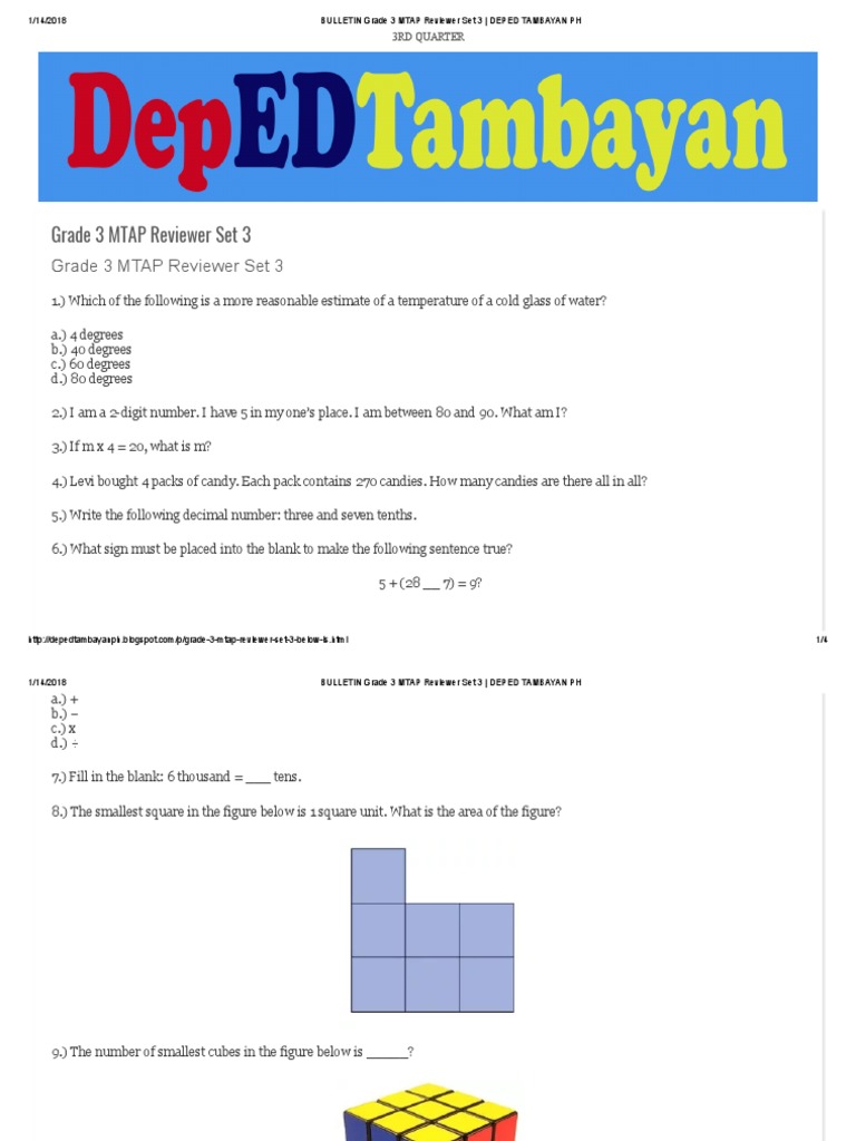 Bulletin Grade 3 Mtap Reviewer Set 3 - Deped Tambayan PH | PDF ...