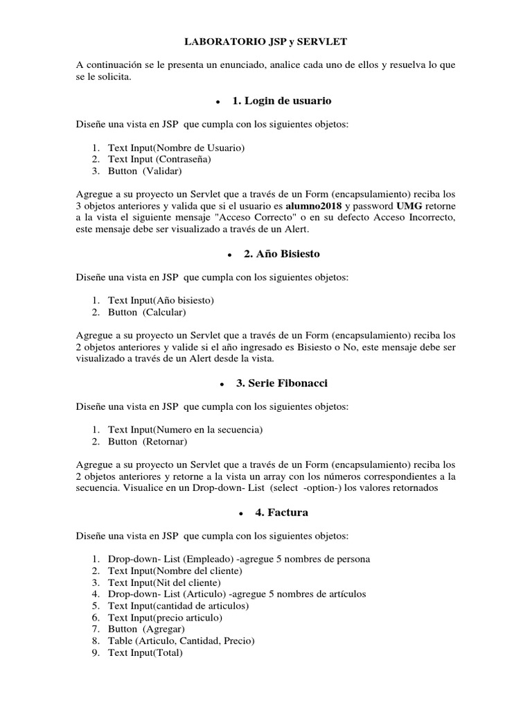 Laboratorio JSP y Servlet | PDF | Páginas del servidor Java | Informática