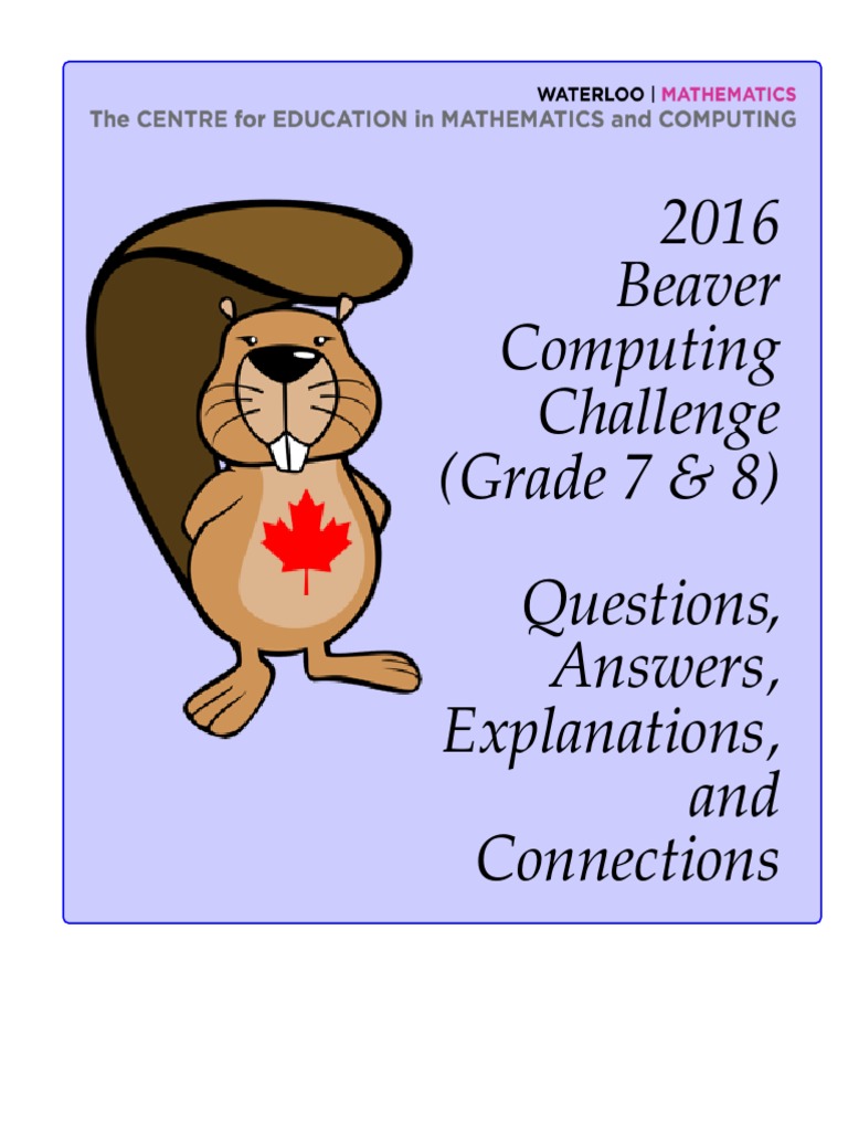 2016 Beaver Computing Challenge (Grade 7 & 8) Questions, Answers ...