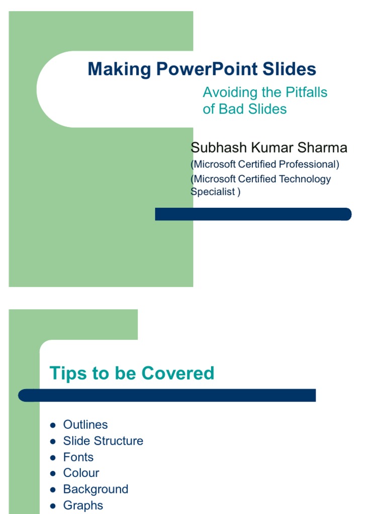 Avoiding The Pitfalls of Bad Slides: Subhash Kumar Sharma | PDF ...