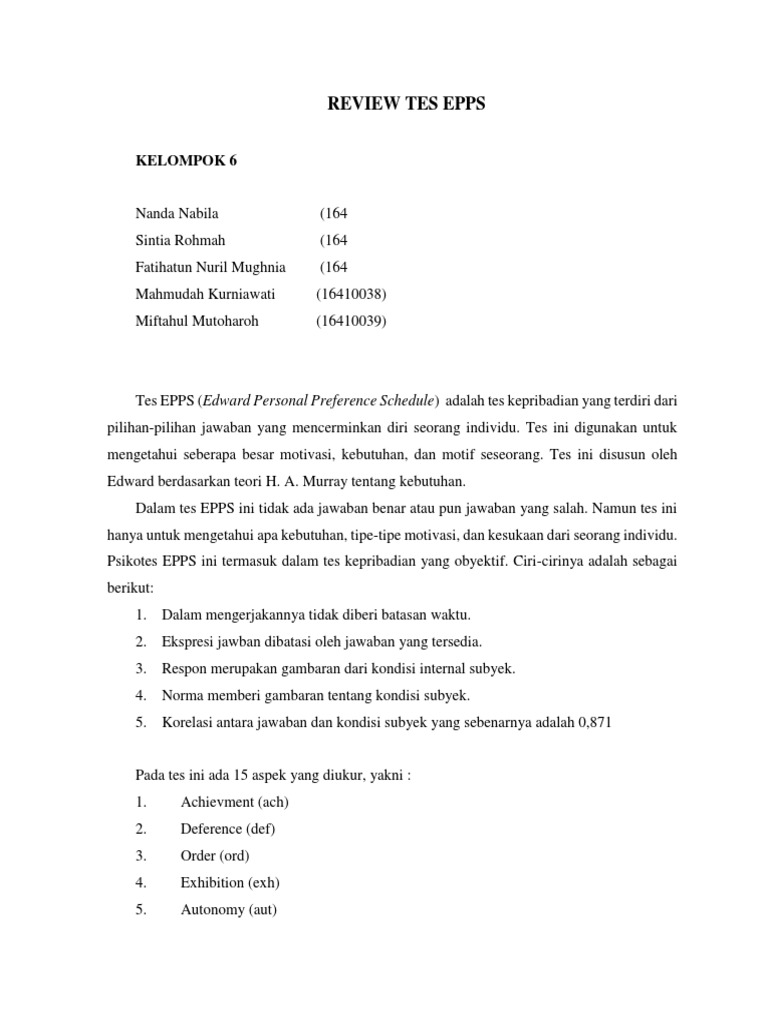 Review Tes Epps | PDF