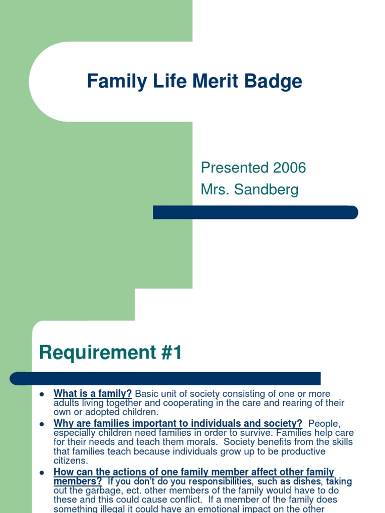 Family Life Merit Badge Guide | PDF | Father | Behavioural Sciences