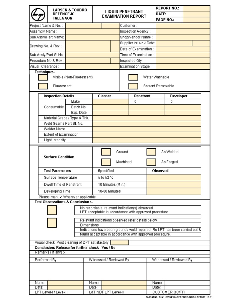 Liquid Penetrant Examination Report: PO No.& | PDF | Industrial ...