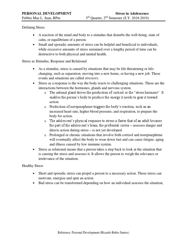 (Handouts) 6 Stress | PDF | Coping (Psychology) | Stress (Biology)