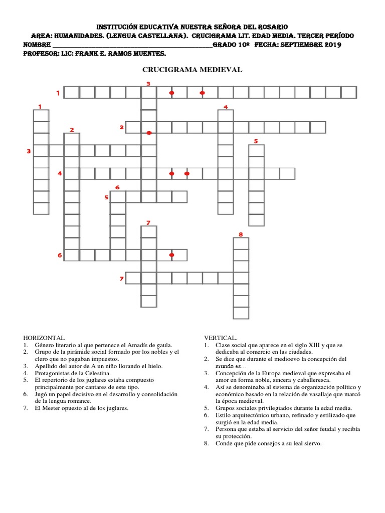 Crucigrama Medieval
