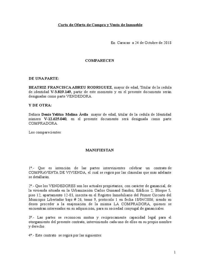 Carta de Oferta Compra-Venta Definitivo | Justicia | Crimen y justicia
