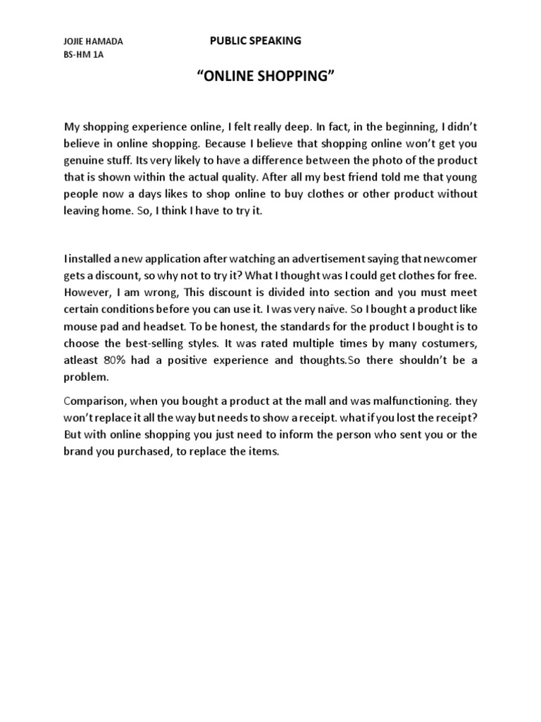 My Online Shopping Experience Explained | PDF